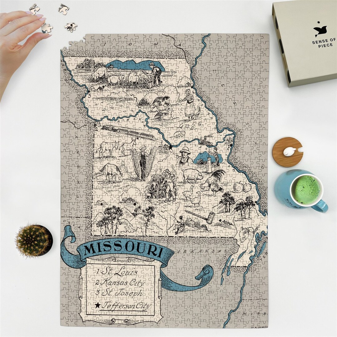 1931 Map of Missouri 1000 Piece Adult Jigsaw Puzzle Birthday Present ...