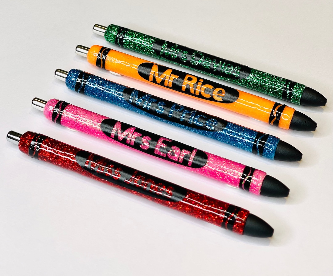 Crayon Pen, Teacher Pen, Teacher Gift, Glitter Pen, Personalised Pen ...