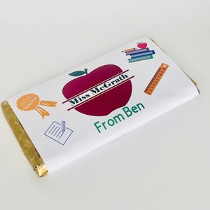 Personalised Chocolate Bar Wrapper, Teacher Gifts, Thankyou, School ...