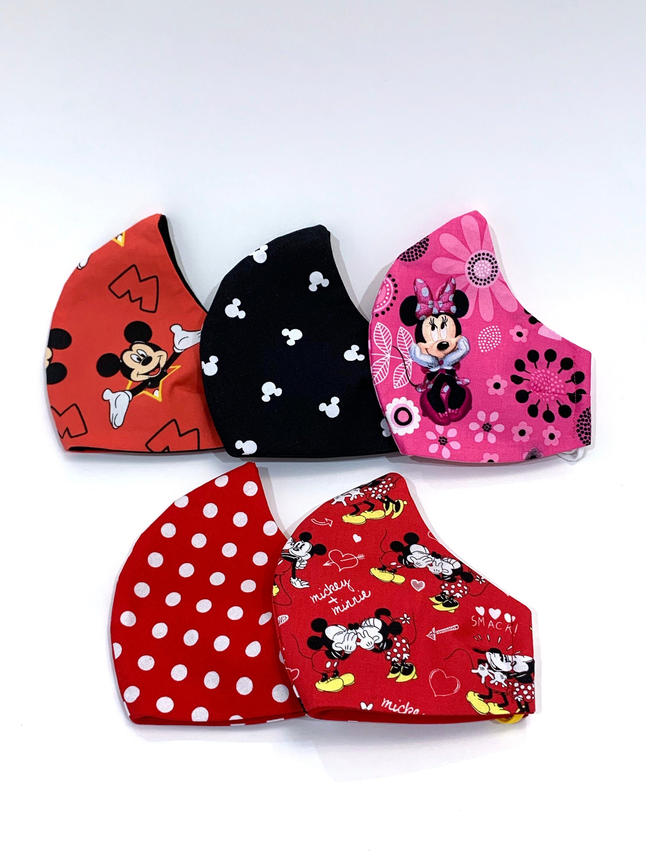 Disney's Mickey & Minnie Mouse Adult Face Masks 100% Cotton Triple ...
