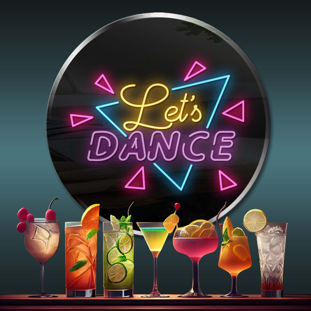 Personalized Round Let's Dance Neon Sign Home Neon - Etsy