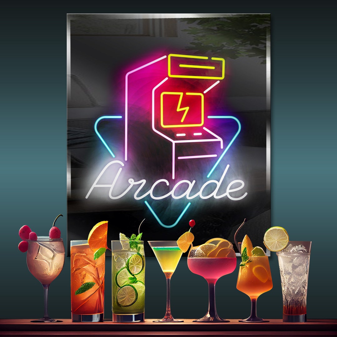 Personalized Rectangular Arcade 33 Neon Sign, Home Neon, Festive Season ...