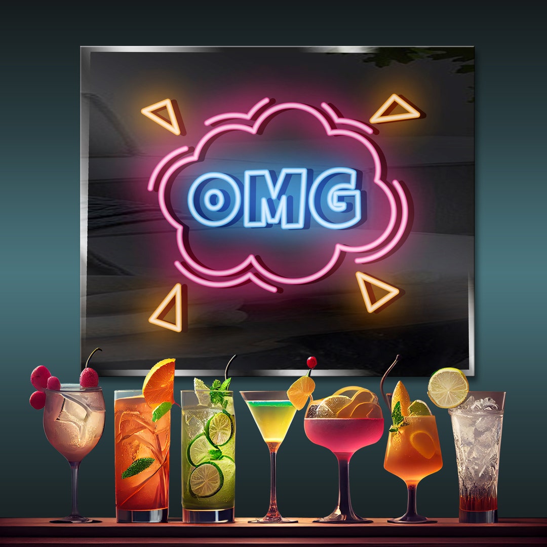 Personalized Rectangular OMG Neon Sign, Home Neon, Wall Neon Sign, Neon ...