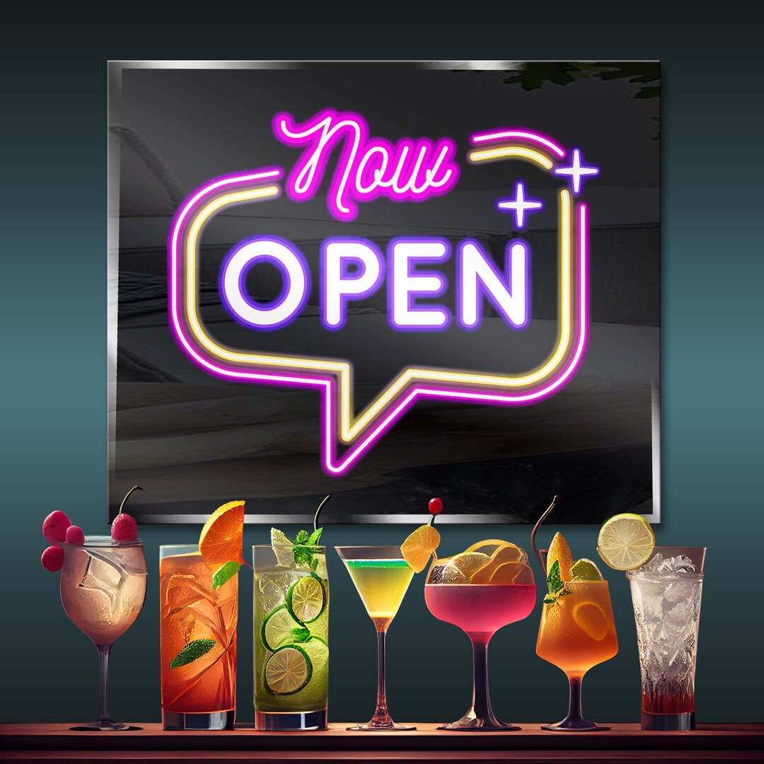 Personalized Rectangular Now Open Neon Sign, Home Neon, Wall Neon Sign ...