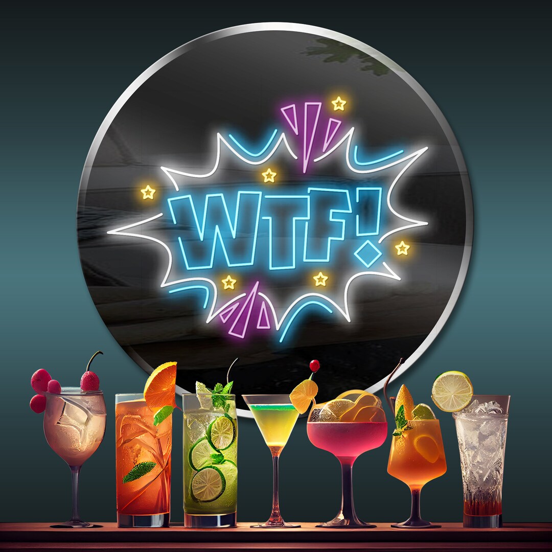 Personalized Round WTF Neon Sign, Home Neon, Festive Season Wall Neon ...
