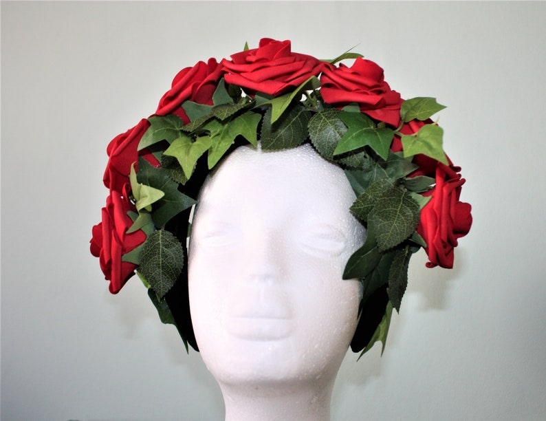 Red Rose Flower Crown - Festival Headpiece / Wedding Accessory ...