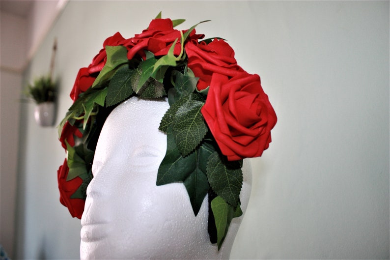 Red Rose Flower Crown - Festival Headpiece / Wedding Accessory ...