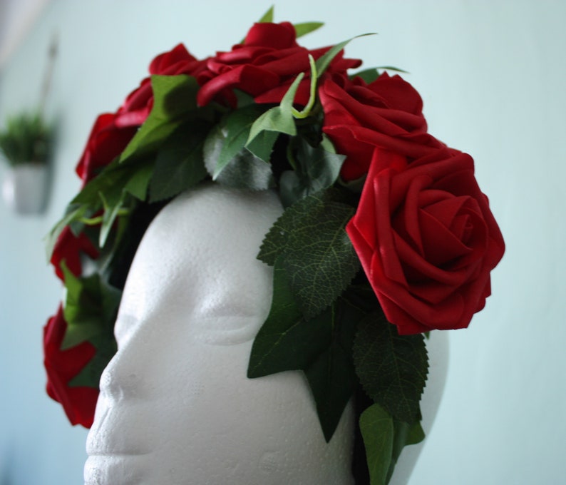 Red Rose Flower Crown - Festival Headpiece / Wedding Accessory ...