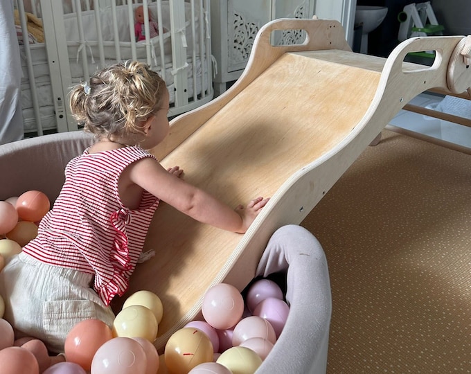 XL Foldable Indoor Slide, Montessori Toddler Playground, Waldorf Wooden ...