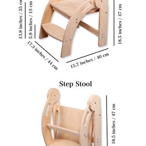Montessori Wooden Step Stool for Kids, Foldable Wood Stool, Childrens ...