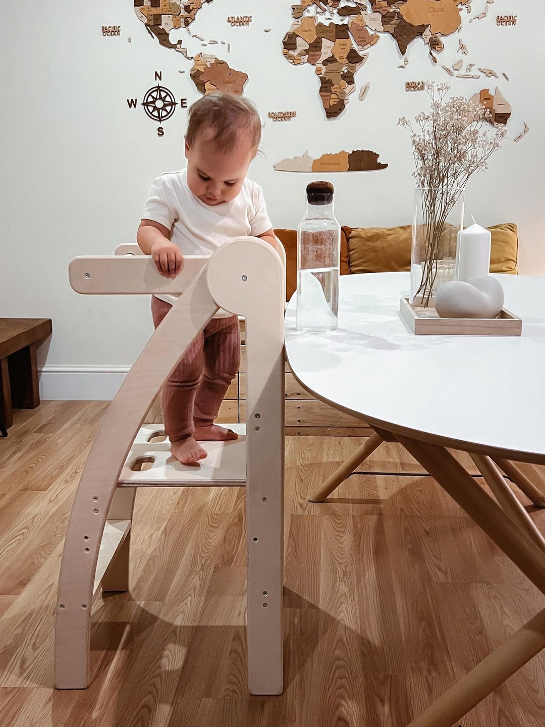 Montessori Foldable Kitchen Tower for Toddlers Adjustable Wooden Step ...