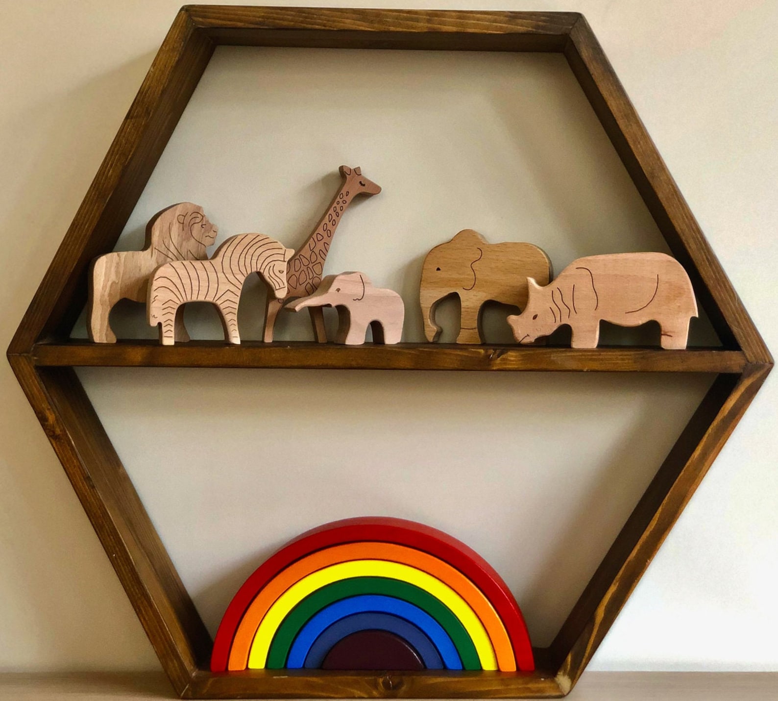 African Wooden Animals Play Set, Wooden Zoo Animals, Wooden Animals ...