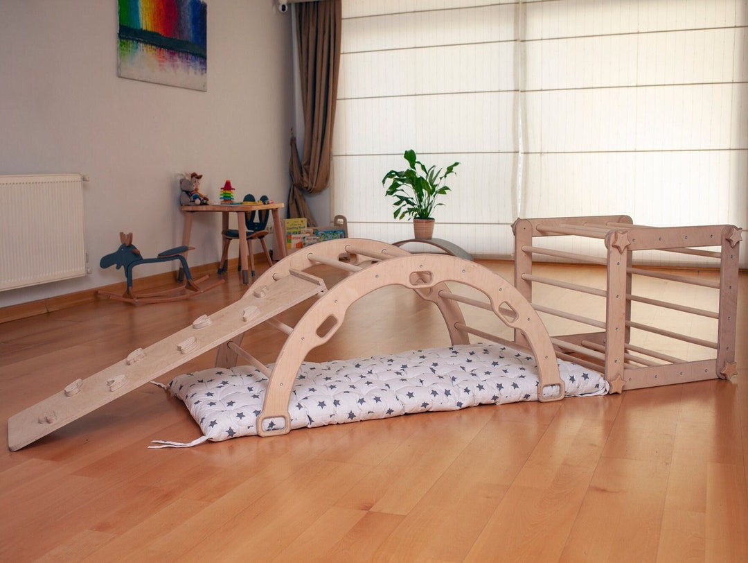 Montessori Climber Set, Convertible Triangle, Climbing Arch, Rockwall ...