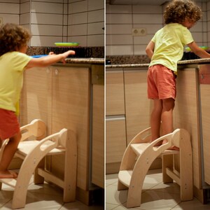 Montessori Wooden Step Stool for Kids, Foldable Wood Stool, Childrens ...