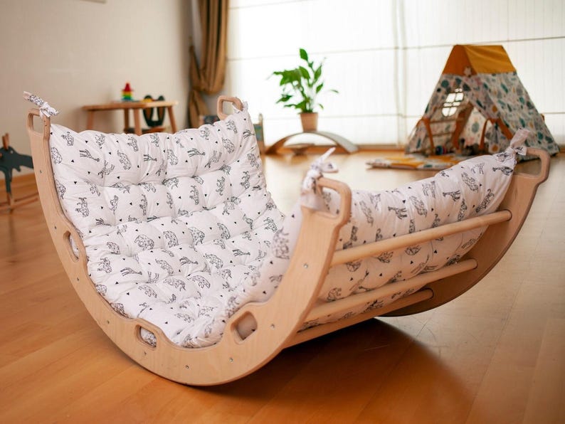 Wooden Climbing Arch With Cotton Pillow, Montessori Toddler Climber ...