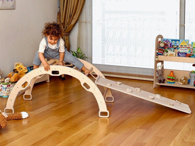 4 Pieces Indoor Wood Play Gym Set for Kids, Montessori Set for Kids ...