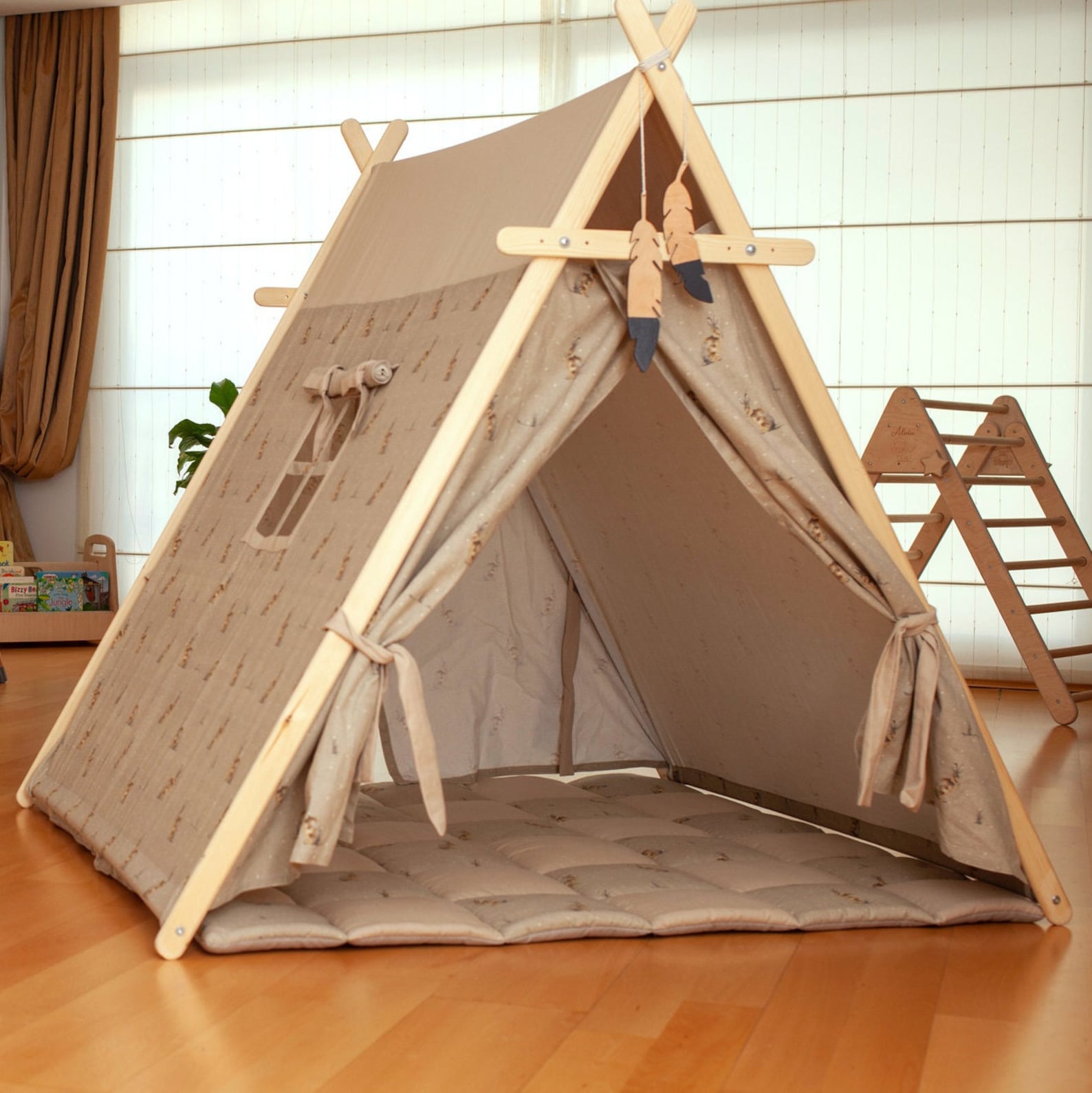 Play Tent for Toddler, Indoor Canvas Sensory Tipi Tent, Baby Playing ...