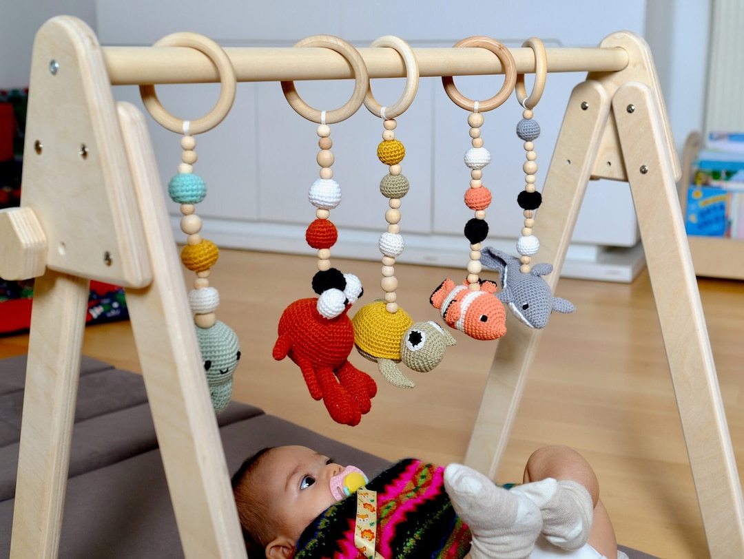 Baby Sensory Play Gym, Hanging Baby Gym Toys, Crochet Rattle Toy ...