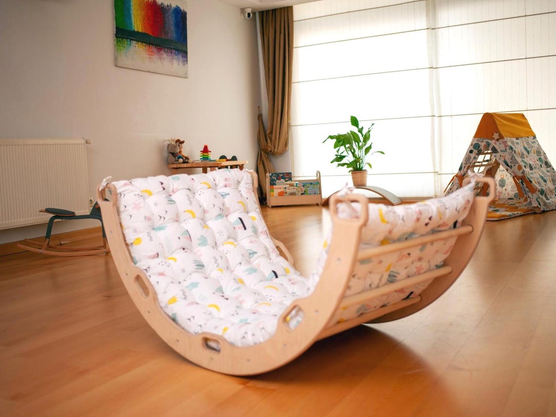 Montessori Climbing Arch With Flamingo Pillow and 2in1 Ramp, Wooden ...