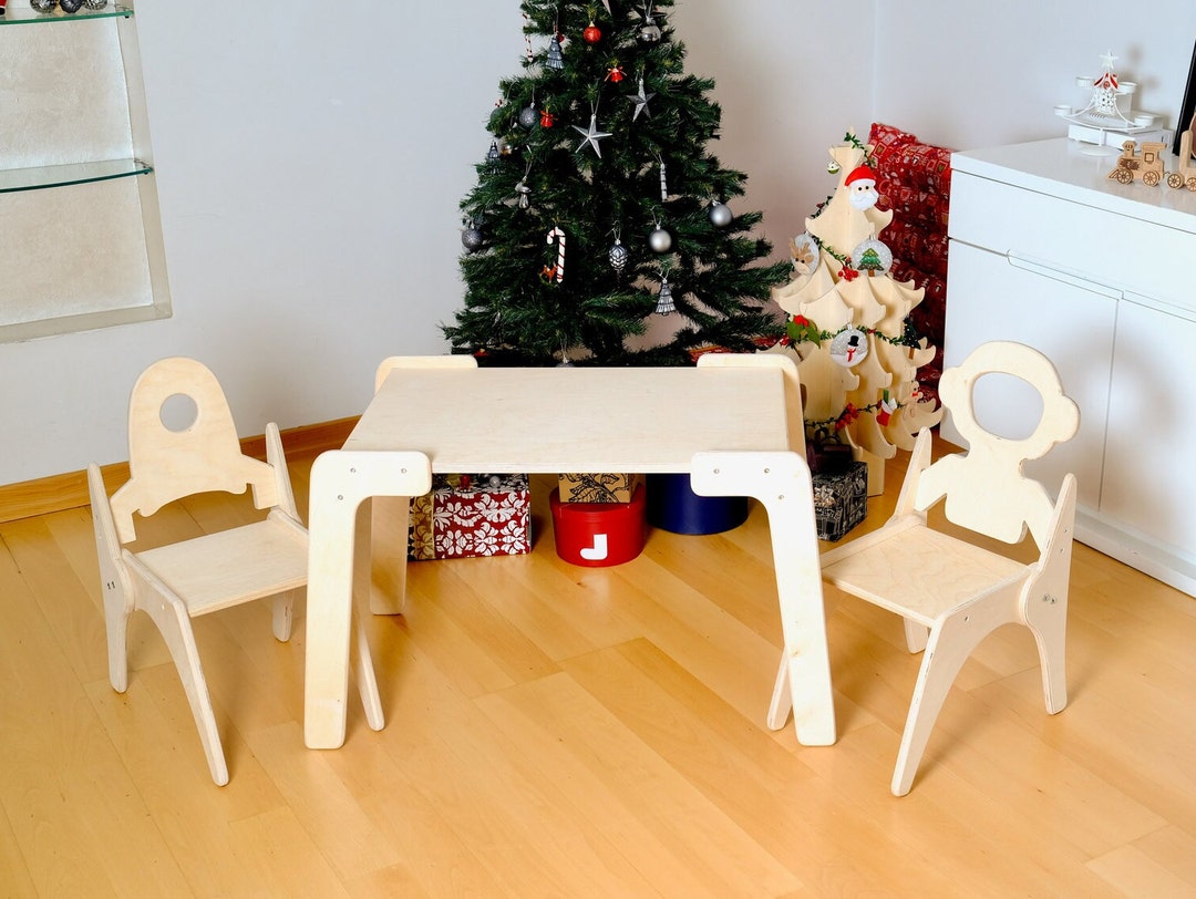 Montessori Wooden Toddler Table and Chair Set, Activity Table for Kids ...