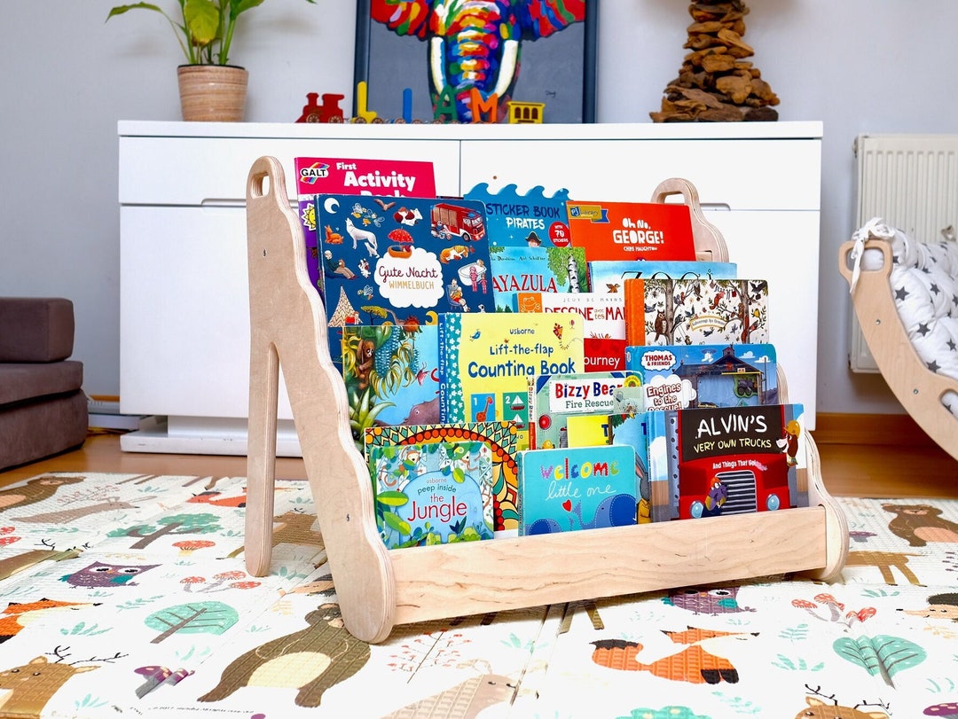 Kids Nursery Bookshelf, Kid Wooden Bookshelf, Montessori Furniture, 3 ...