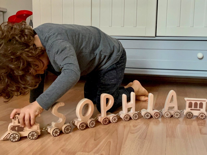 Personalized Wooden Alphabet Train, Custom Baby Gift, Montessori Baby ...