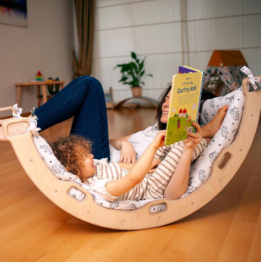 Wooden Climbing Arch With Cotton Pillow, Montessori Toddler Climber ...