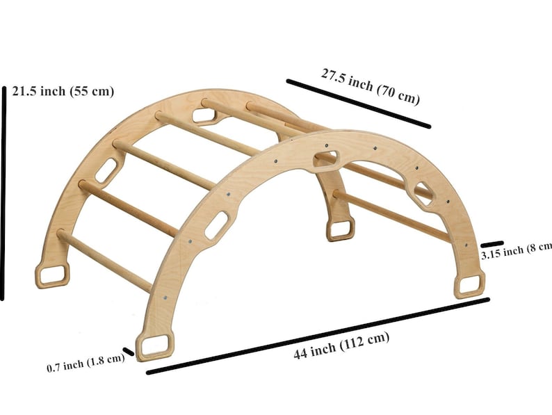 Large Montessori Climbing Arch With Pillow Set, Natural Birch Wood ...