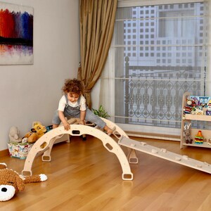 Montessori Climbing Set With Arch, Foldable Triangle, Rockwall Ramp ...