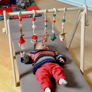 Personalized Wooden Baby Gym Set, Crochet Baby Gym Toys, Baby Shower ...