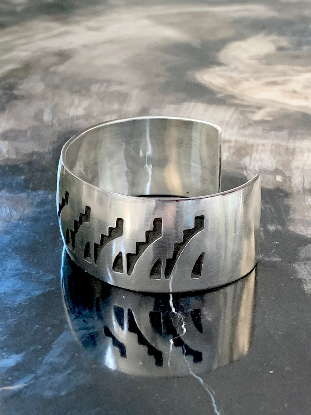 Hopi Floyd Namingha Sterling Silver Patterned Wave Design Cuff Native ...