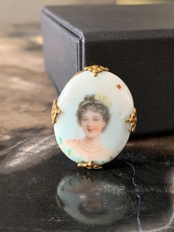 Early 1900s Porcelain Limoges Cameo Portrait Brooch -… - Gem