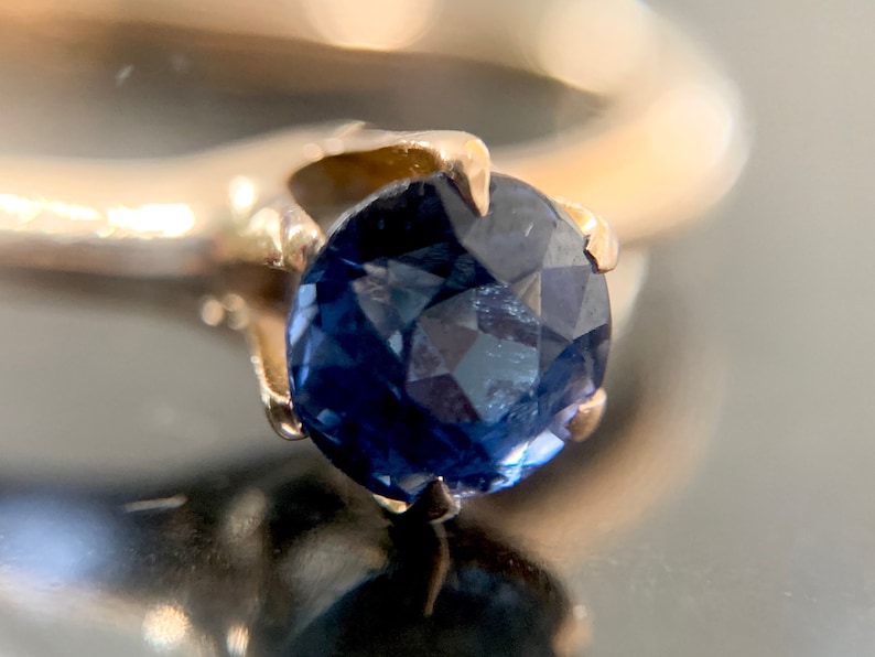 Late Victorian Solitaire Claw Prong Blue Sapphire 10K Gold - Etsy