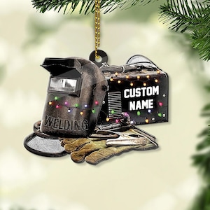 Personalized Name Welder Mask Ornament Christmas, Welder Tool Ornament ...
