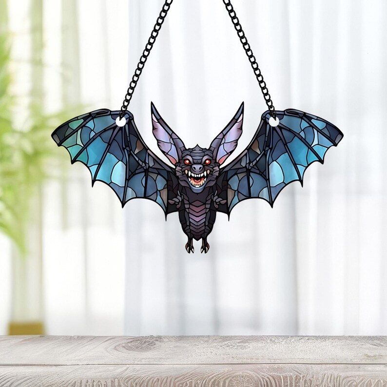 Halloween Bat Suncatcher, Gothic Bat Window Hanging Decor, Spooky ...