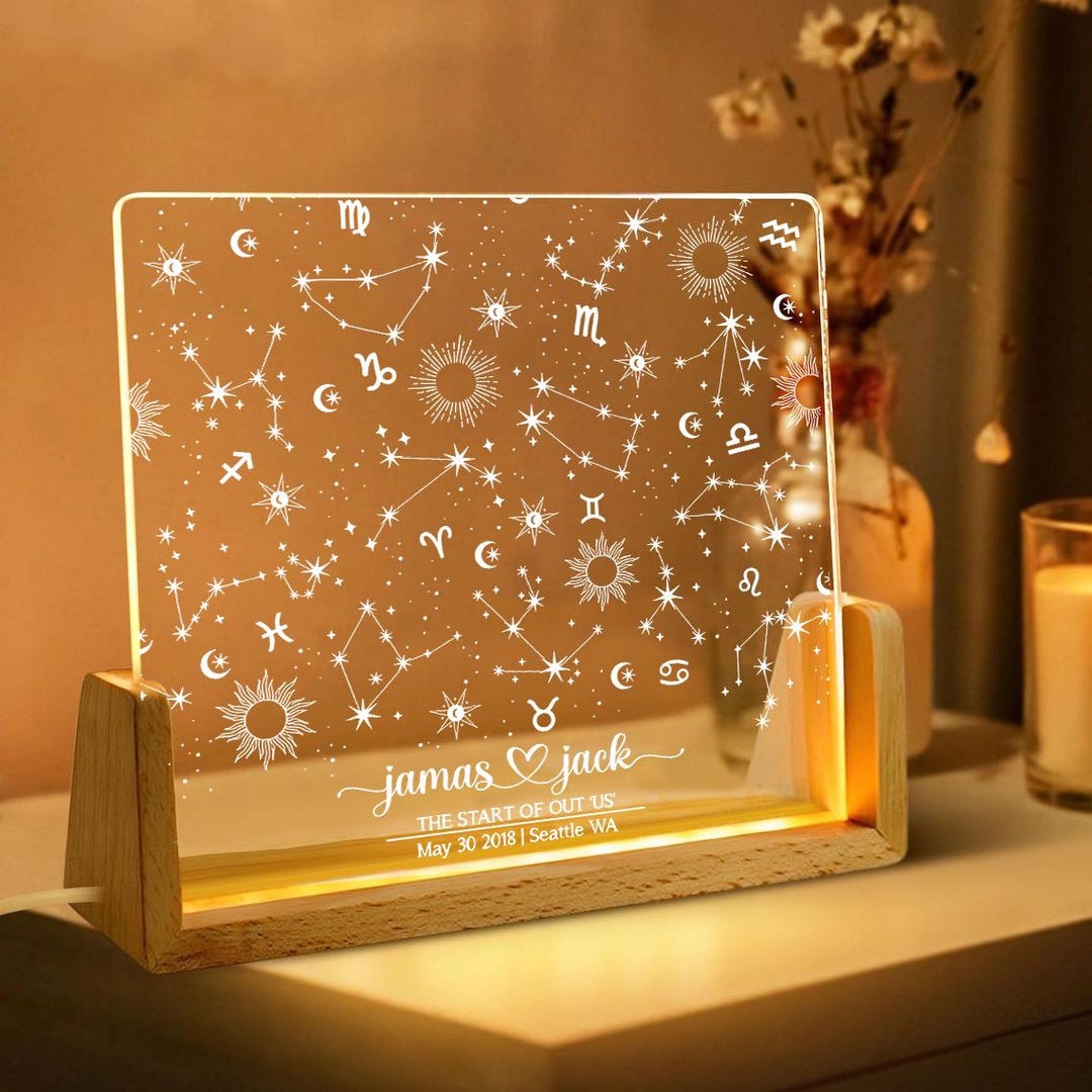 Custom Star Map by Date Night Light, Personalized Constellation Chart ...