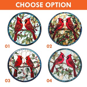 Two Cardinals Glass Suncatcher, Red Bird Glass Art, Gifts for Women ...