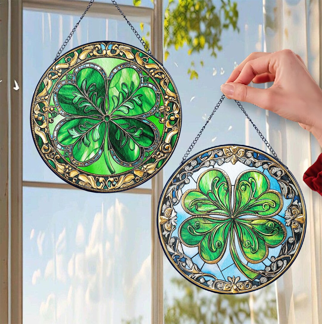 Four Leaf Clover Glass Suncatcher, Shamrock Suncatcher, Shamrock Window ...