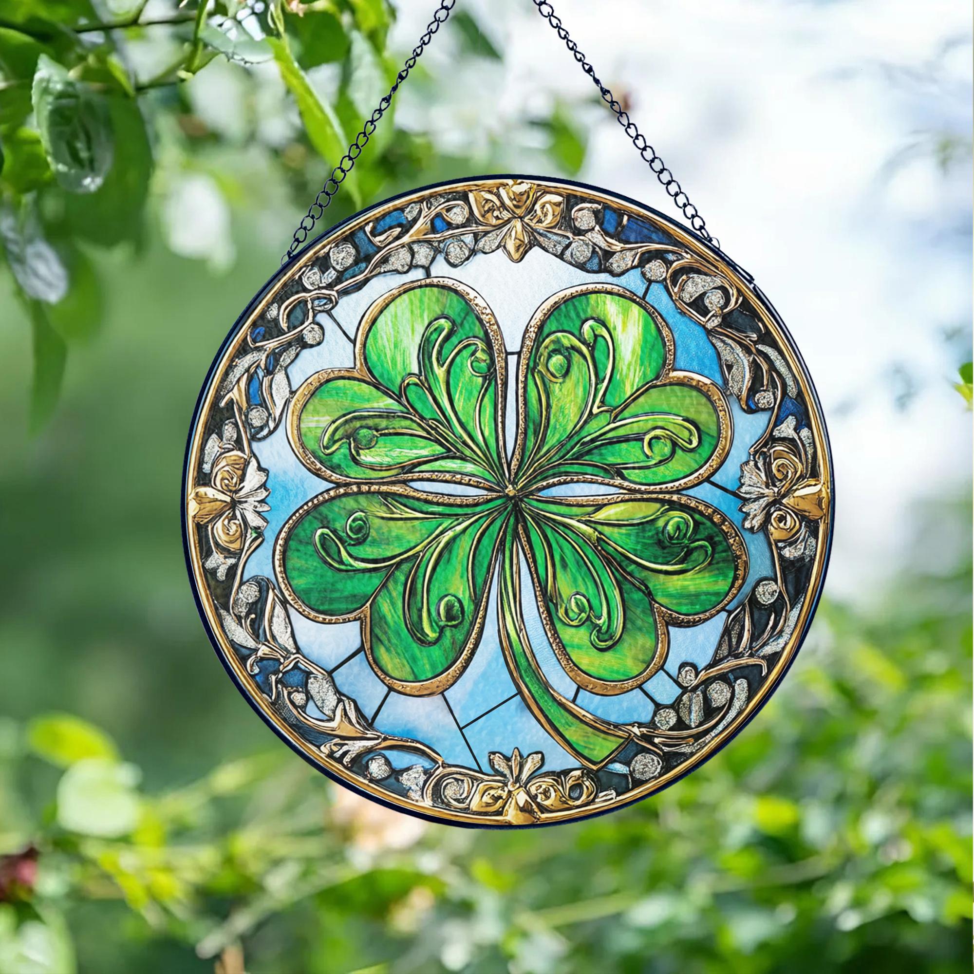 Four Leaf Clover Glass Suncatcher, Shamrock Suncatcher, Shamrock Window ...