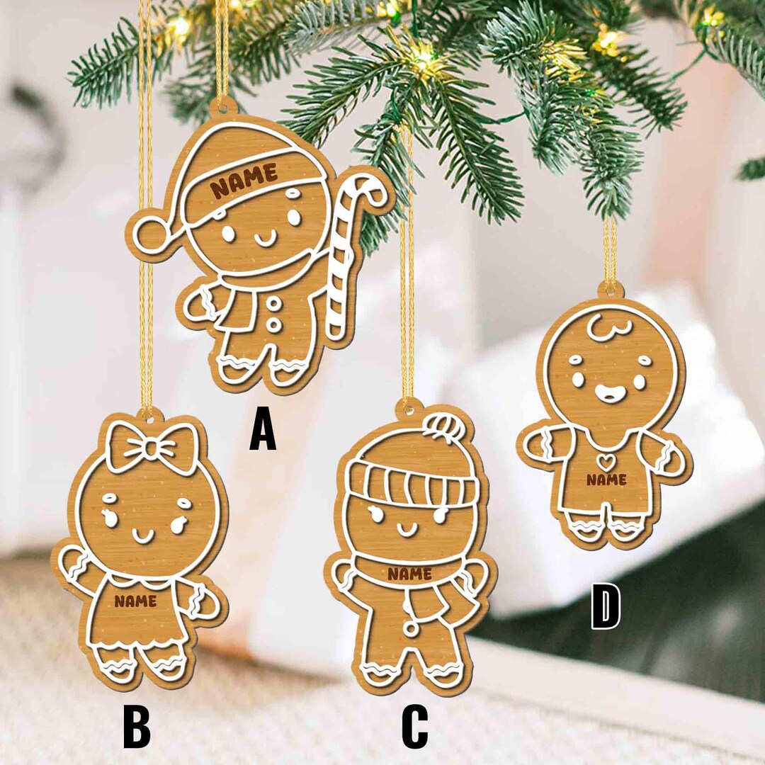 Personalized Family Gingerbread Ornament, Custom Name Gingerbread ...