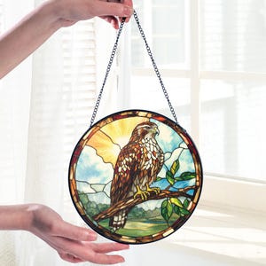 Red Tailed Hawk Glass Suncatcher, Bird Nerd, Red Tailed Hawk Decor ...