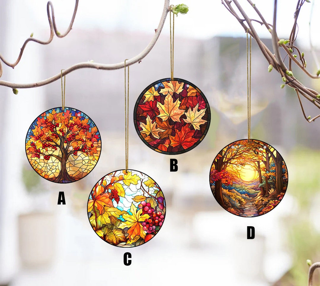 Fall Suncatcher, Maple Leaf Acrylic Suncatcher, Autumn Window Hangings ...