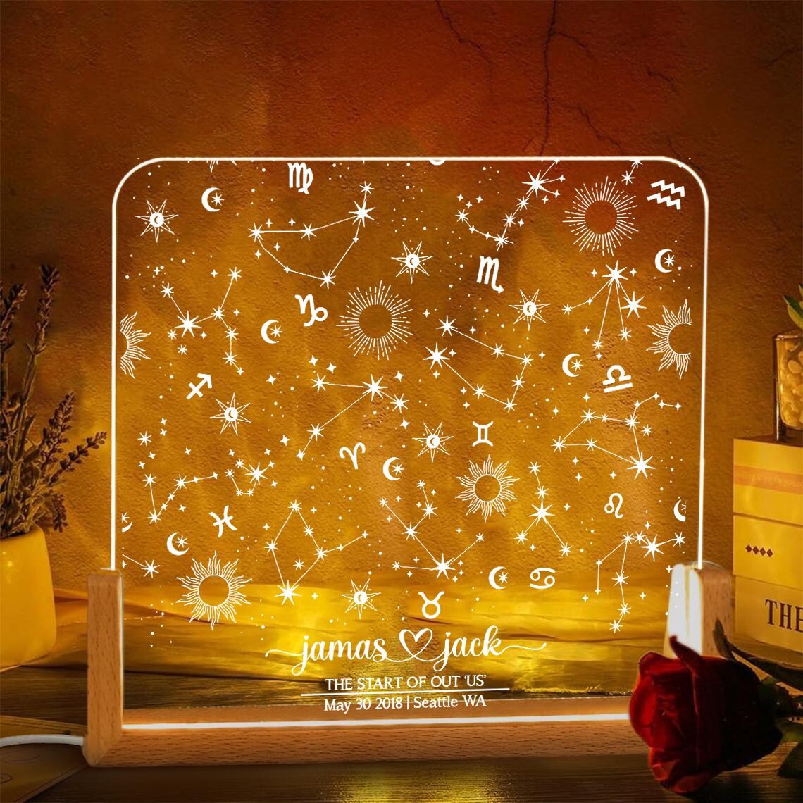 Custom Star Map by Date Night Light, Personalized Constellation Chart ...
