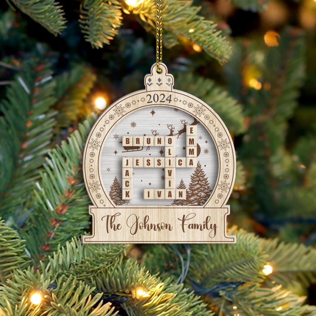Customized Family Name Crossword Puzzle Ornament, Personalized ...