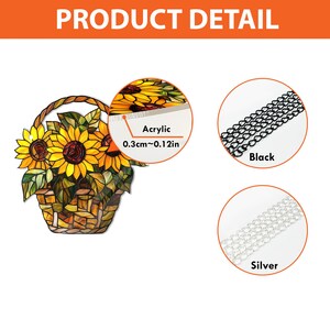 Sunflower Basket Suncatcher, Sunflower Acrylic Window Hanging Decor ...