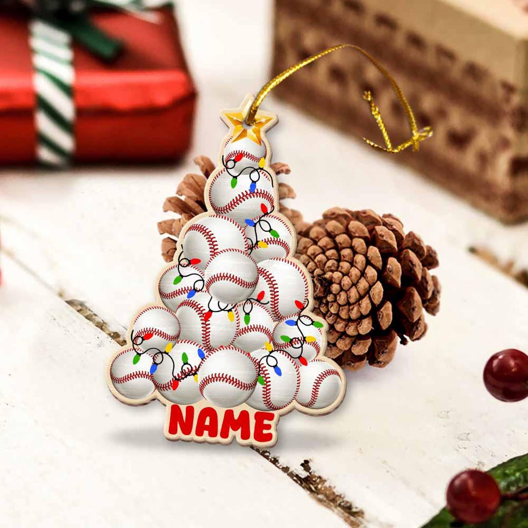 Christmas Baseball Tree Ornament, Custom Name Baseball Ornament ...