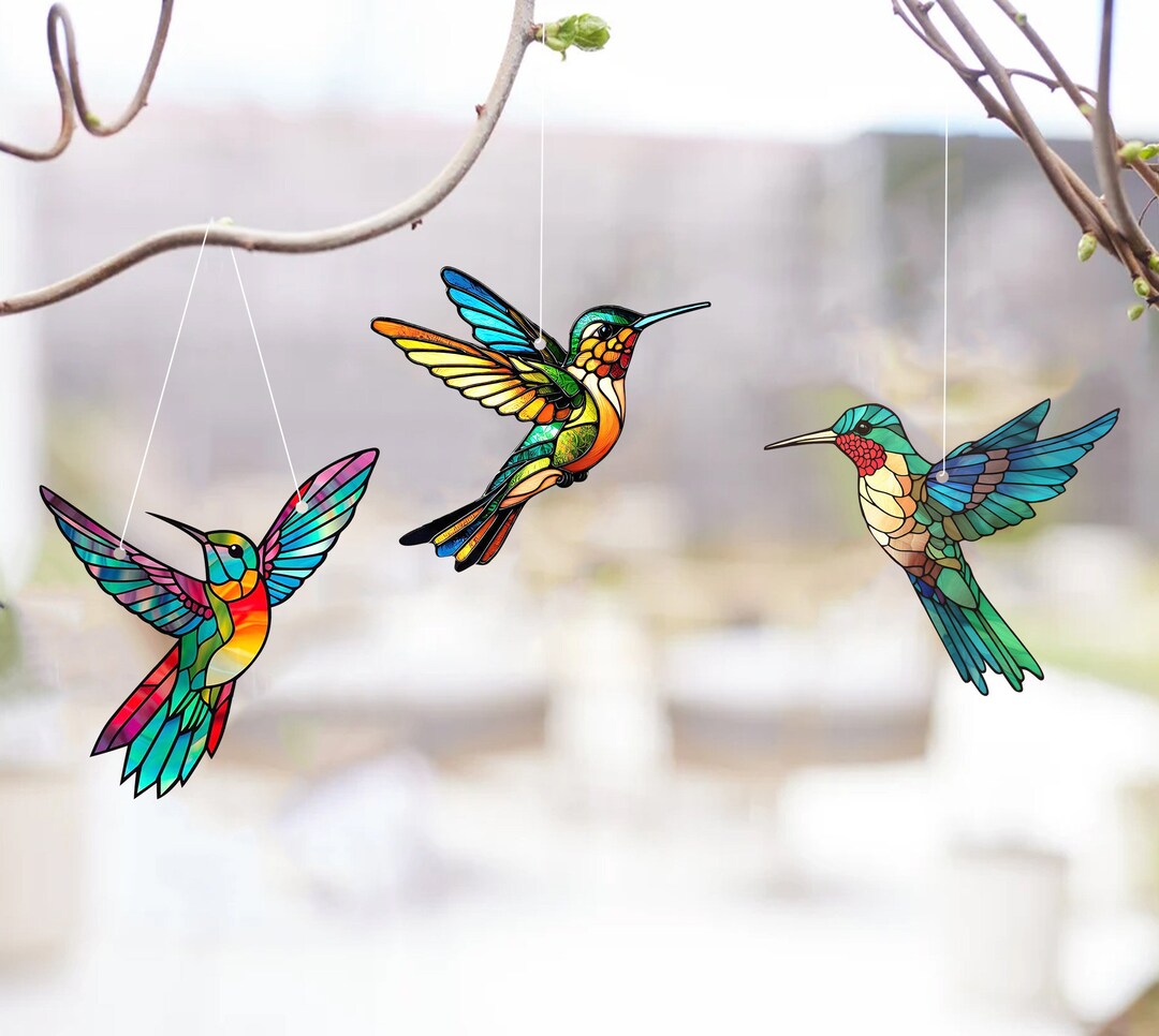 Hummingbird Suncatcher, Hummingbird Acrylic Window Hanging Decor ...