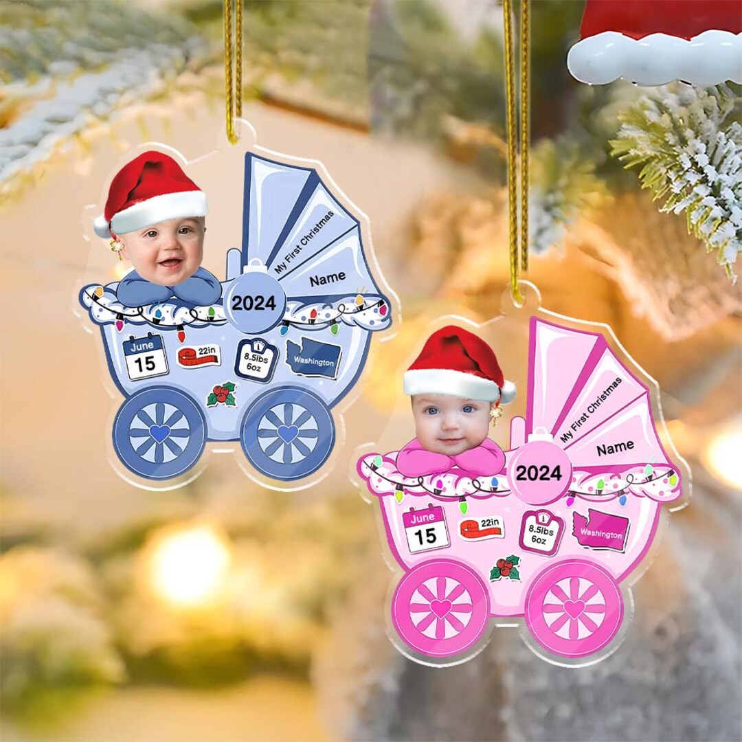 Custom Baby Stroller Ornament, Baby Photo Ornament, Personalized Baby ...