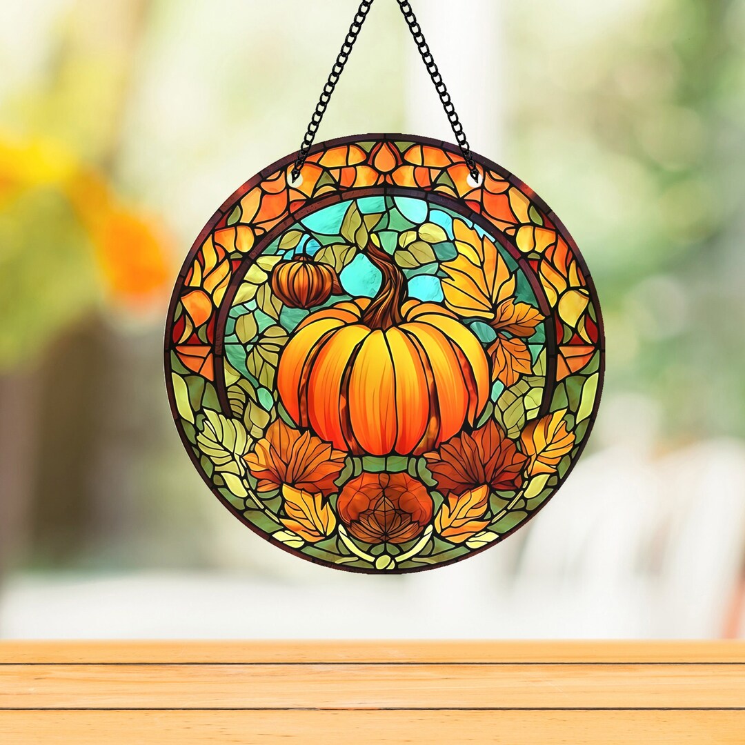 Fall Pumpkin Suncatcher, Fall Haloween Window Hanging, Halloween Decor ...