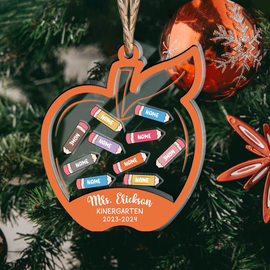 Custom Classroom List Names Ornament, Christmas Pencil Gift, Teacher ...